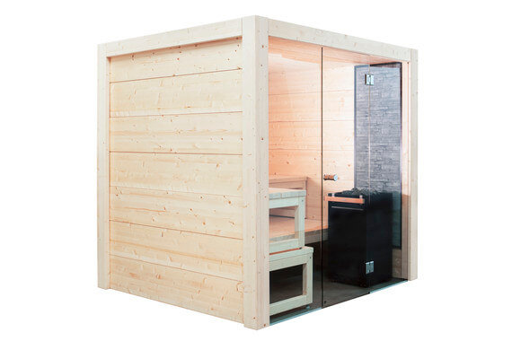 Harvia Solide Design Massivholz Sauna Kabine aus 49mm Fichte mit ESG ...