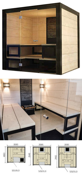 Harvia Solide Design Massivholz Sauna Kabine aus 49mm Fichte mit ESG ...